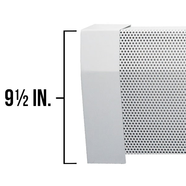 Tall Height 9 1/2" White Baseboard Heater Cover Kit with 2 Closed End Caps